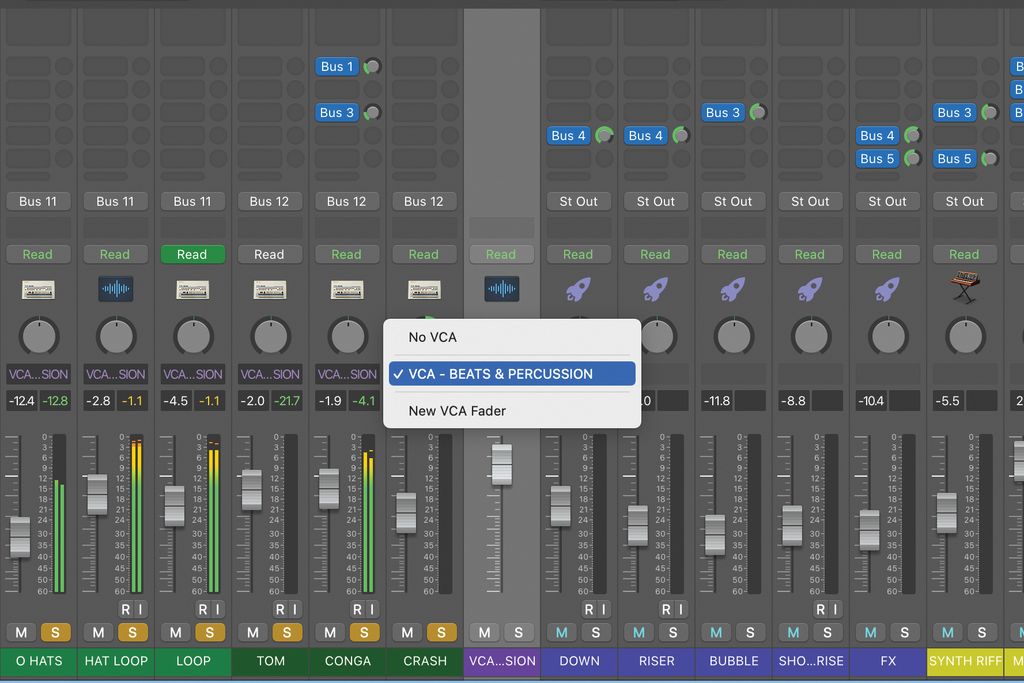 "VCA groups are simply controllers rather than group channels, with no audio going through them ...