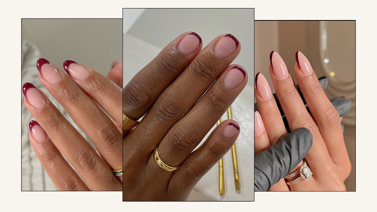 Burgundy French Tip Nails Are Elegant, Minimal and Chic | Who What Wear