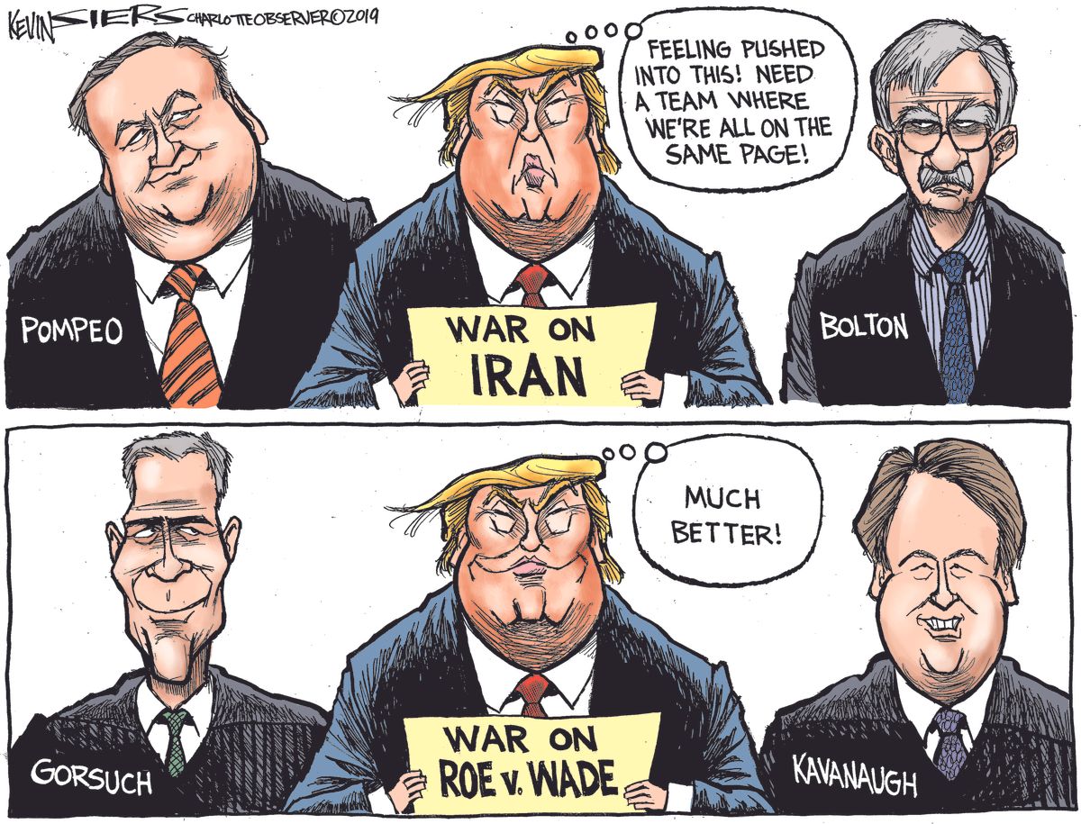 Political Cartoon U.S. Trump Kavanaugh Roe vs Wade War on Iran Pompeo ...