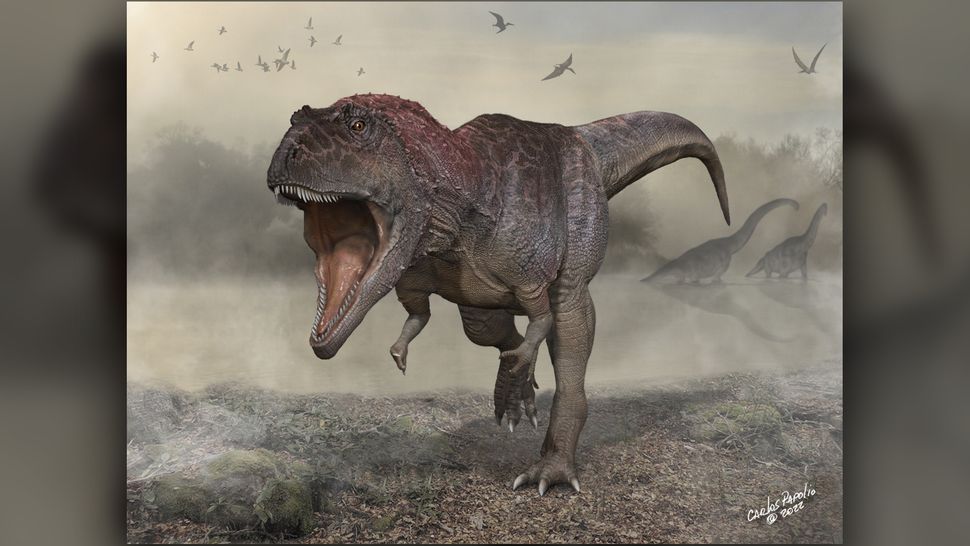 Giant meat-eating dinosaur had a fancy skull and wee arms like T. rex ...