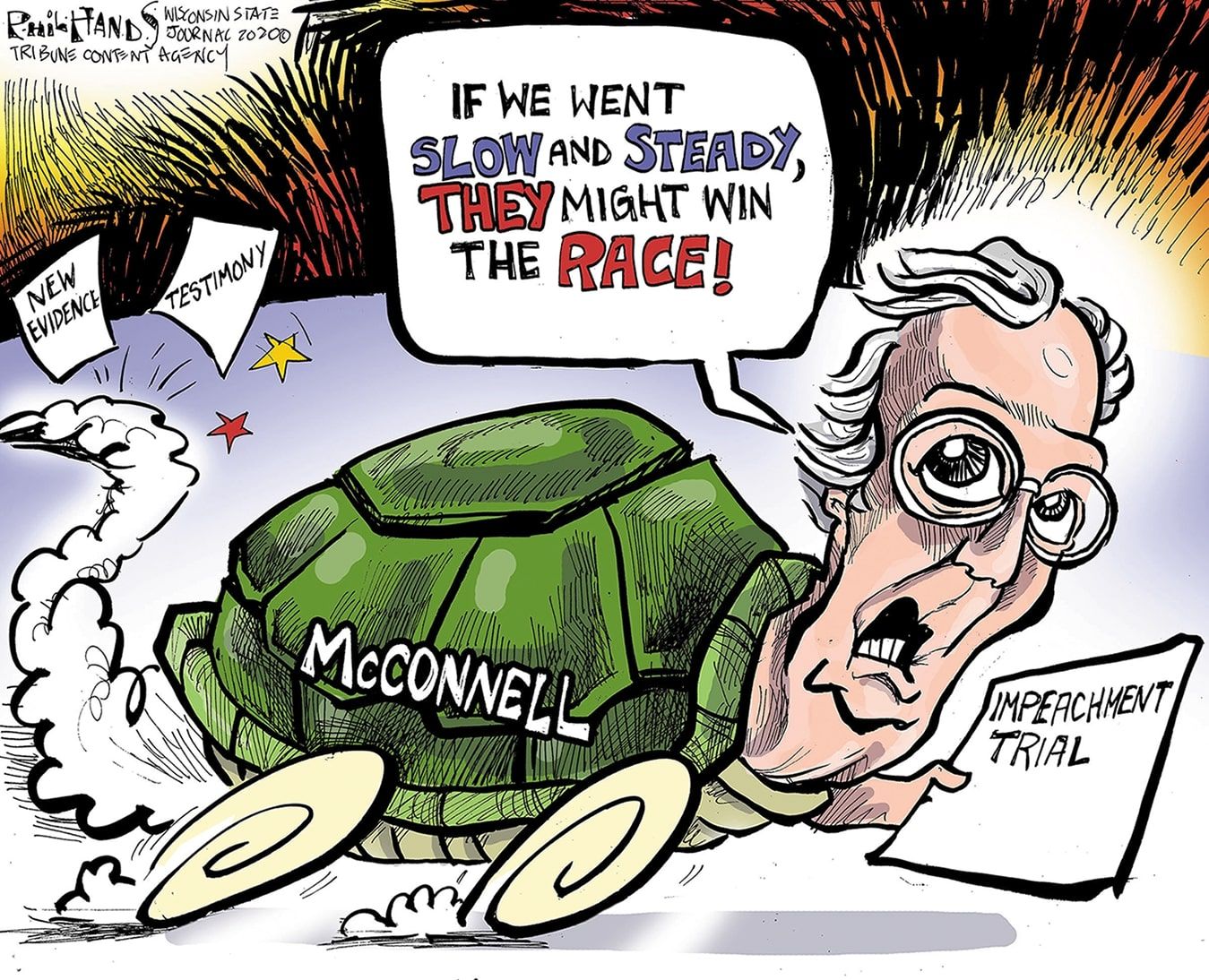 Political Cartoon U.S. Mitch McConnell Impeachment Senate trails turtle ...
