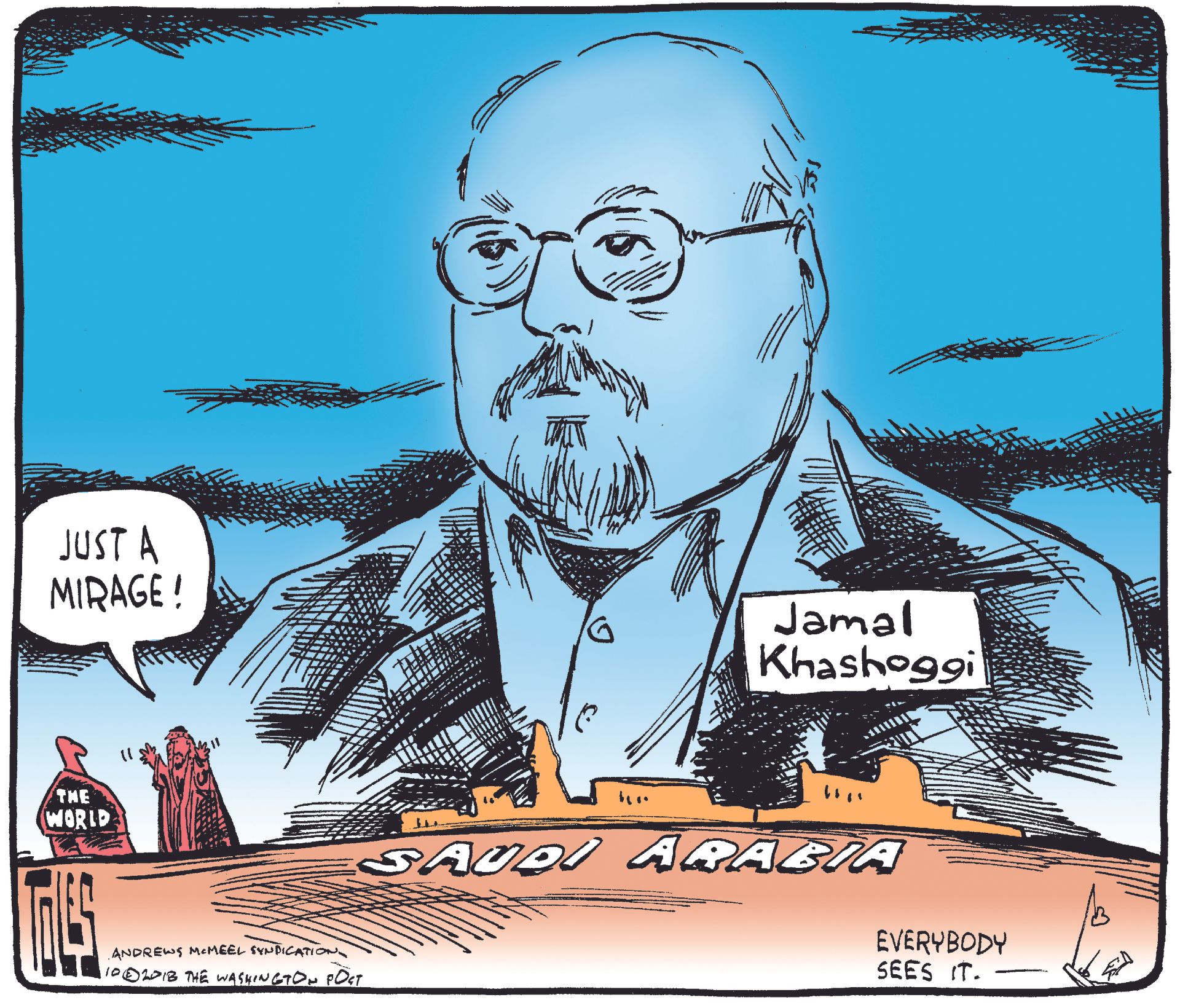 Political cartoon world Saudi Arabia Jamal Khashoggi Mohammed bin ...