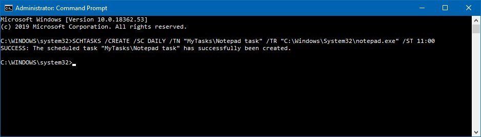 How to create scheduled tasks with Command Prompt on Windows 10 ...