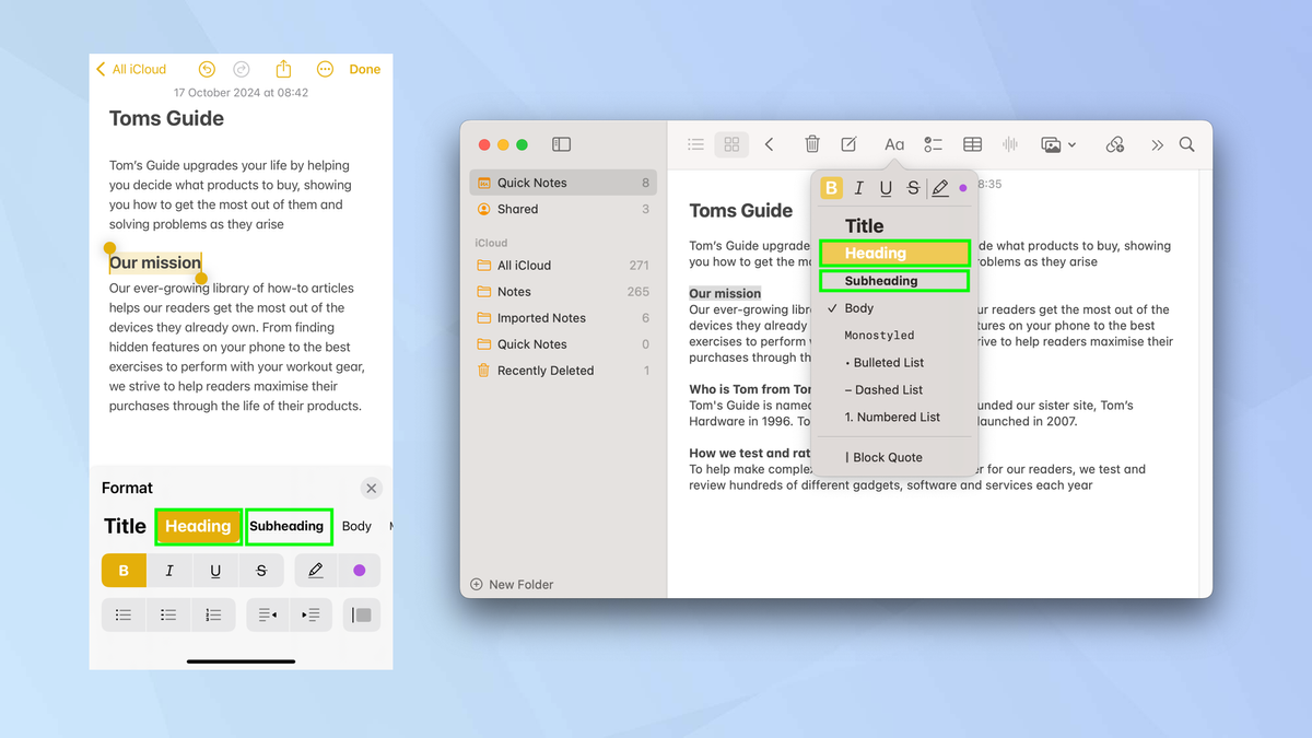 How to create neater Notes in iOS 18 and macOS Sequoia | Tom's Guide