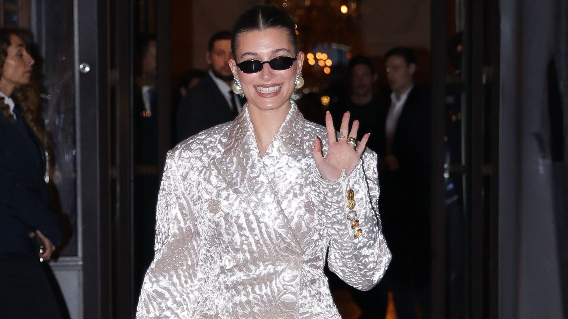 Hailey Bieber Models the Velvet Flats Trend at Paris Fashion Week ...