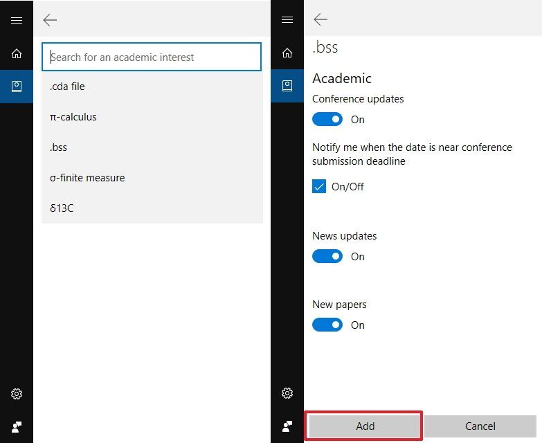 How to configure interest cards on Cortana's Notebook on Windows 10 ...