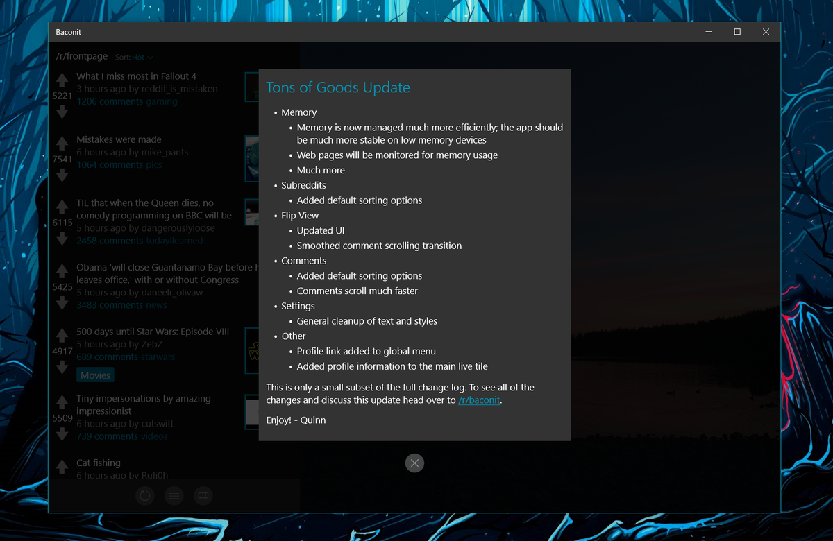Big Baconit 4.6.5 update brings many changes to memory usage and design ...