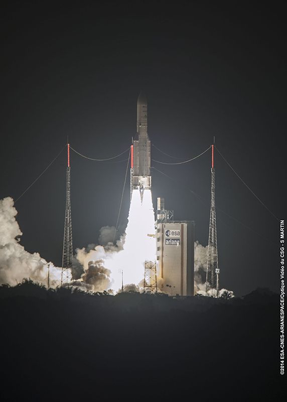Ariane 5 Rocket Launches Measat 3b and Optus 10 Satellites Into Orbit ...