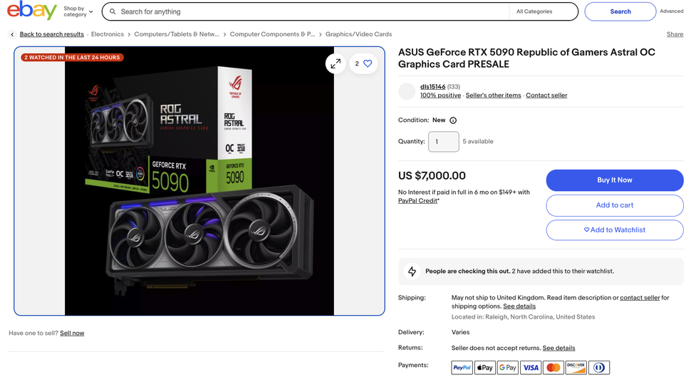Scalpers are already trying to rip off gamers by flipping RTX 5090 ...