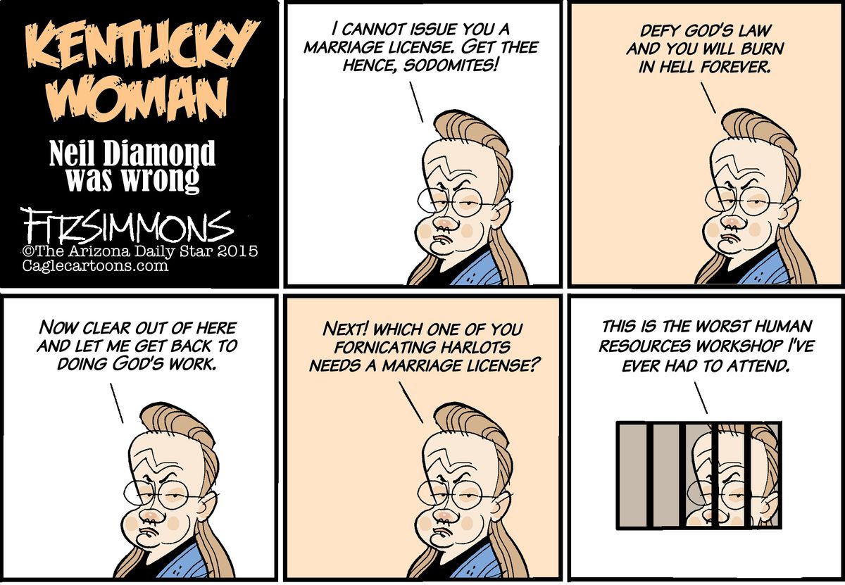 Editorial cartoon U.S. Kim Davis Jail | The Week